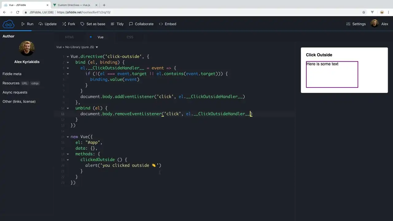 Click Outside Directive - A Vue.js Lesson From our Vue.js Course:... Click Outside Directive - A Vue.js Lesson From our Vue.js Course:...